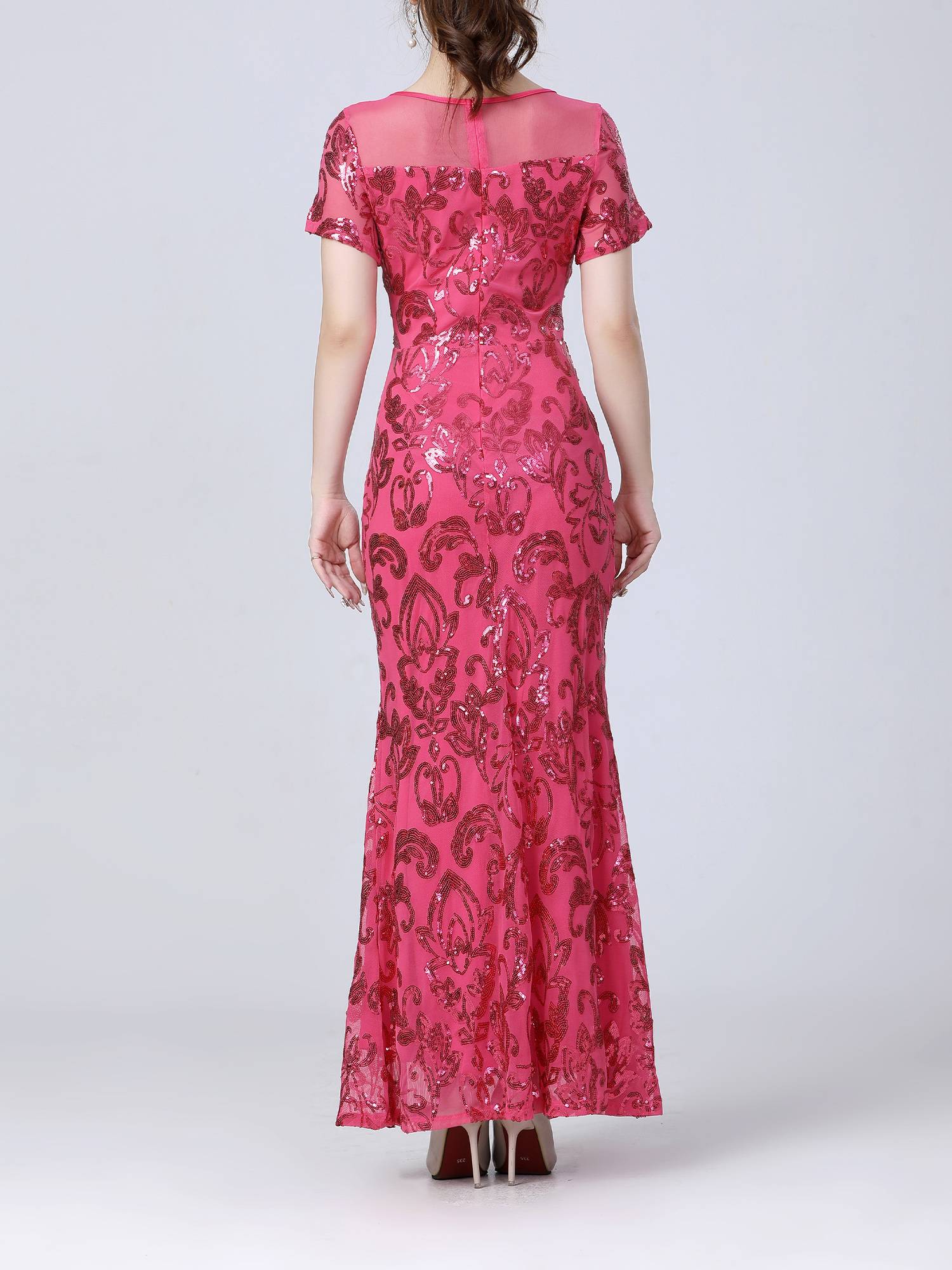 Women Sequins Bodycon Dress Elegant Embroidery Evening Dress